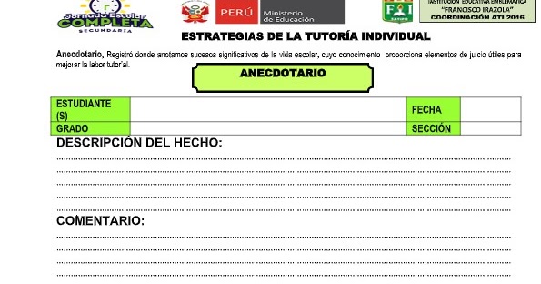 Cuaderno anecdotario para los diferentes niveles ~ Materiales del Docentes