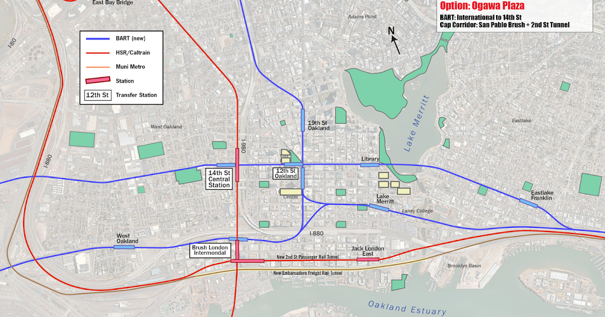 Oakland: BART east & west - Cap north & south