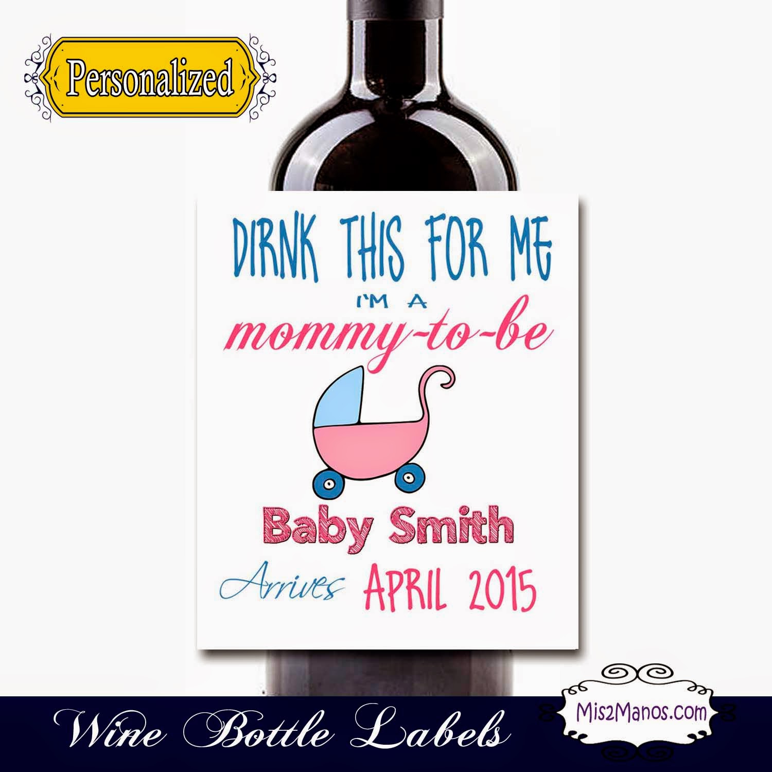 Mis 2 Manos: Made by My Hands: Pregnancy Announcement Wine Labels ...