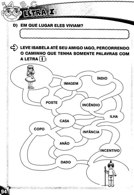 Poema e atividades com a letra I.