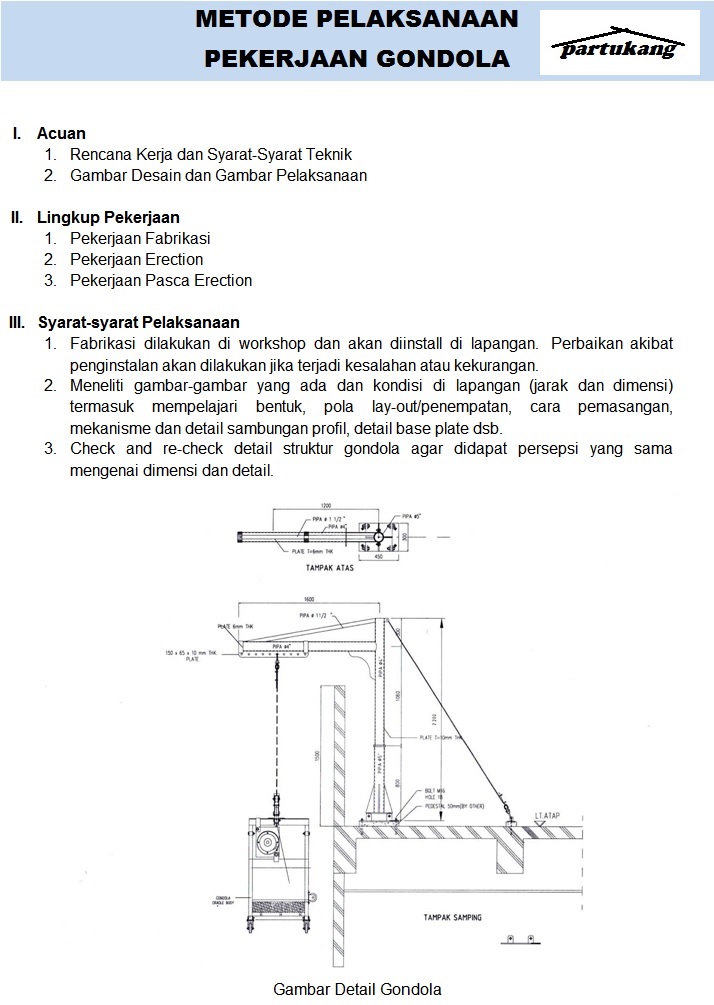 Metode Pelaksanaan Pemasangan Gondola - PARTUKANG