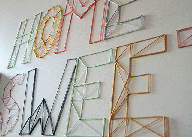 Do it Yourself para letras con hilos en la pared