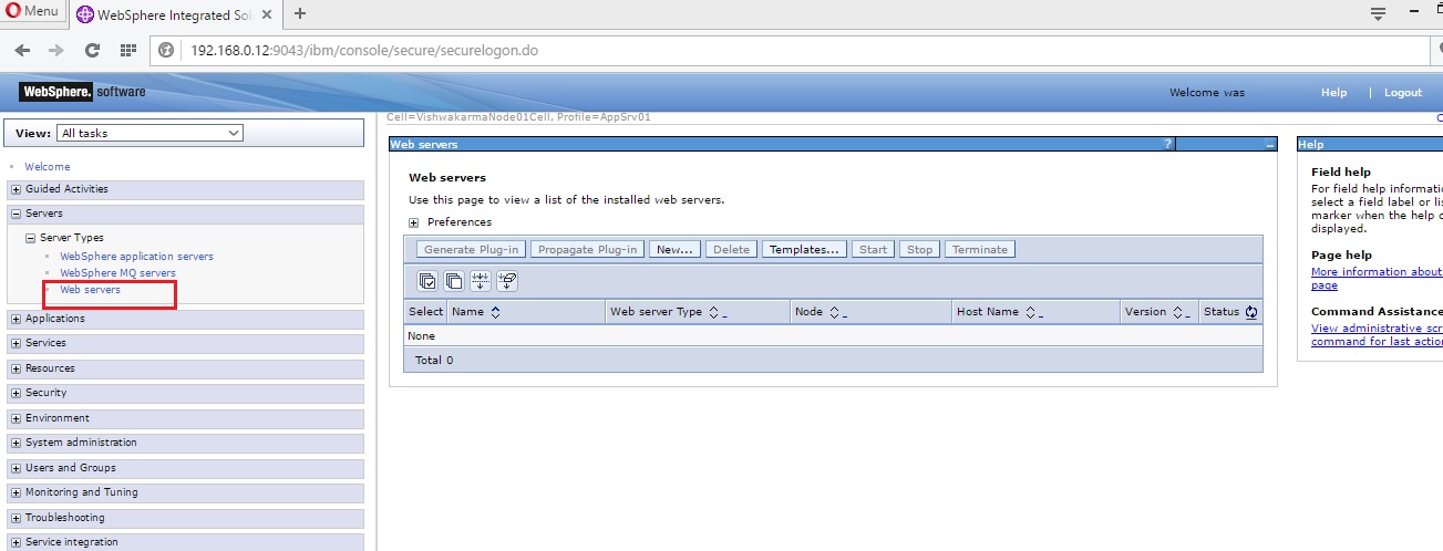 MiddlewareBox: How to Create Web Server in WAS 8.5