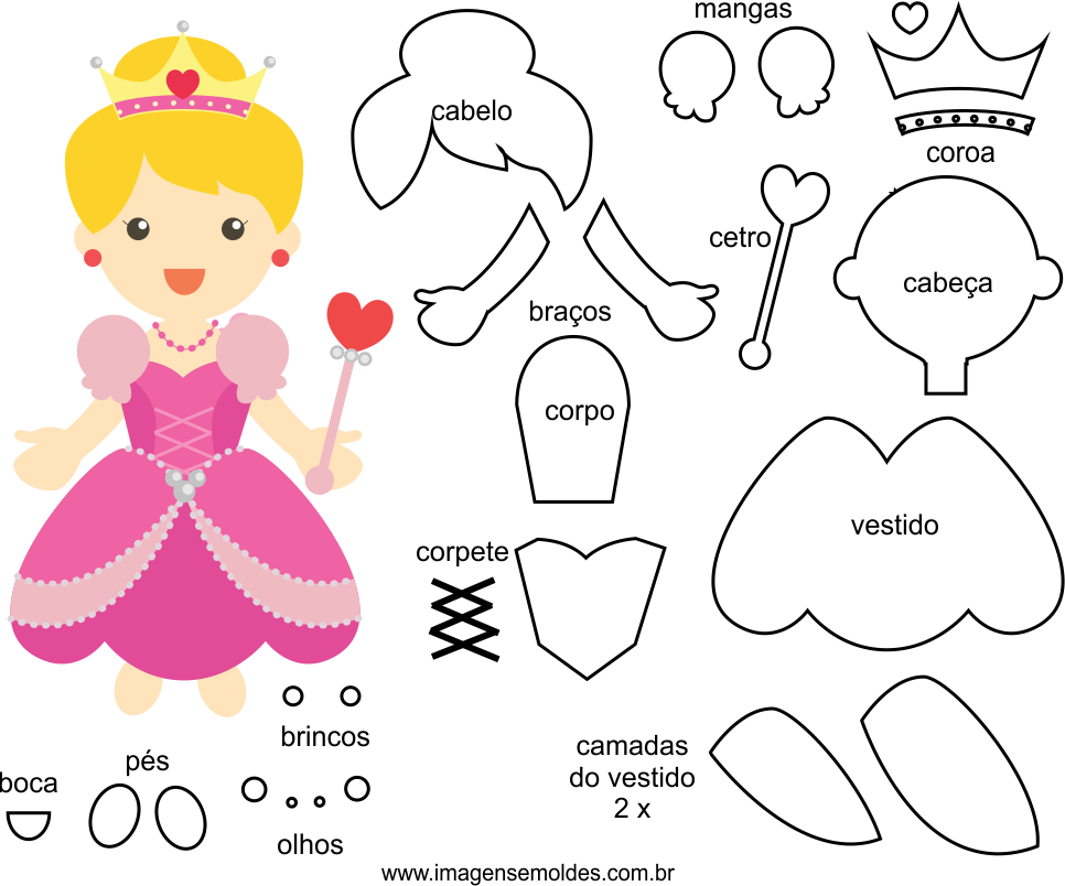 10 Molde boneca de feltro para Download