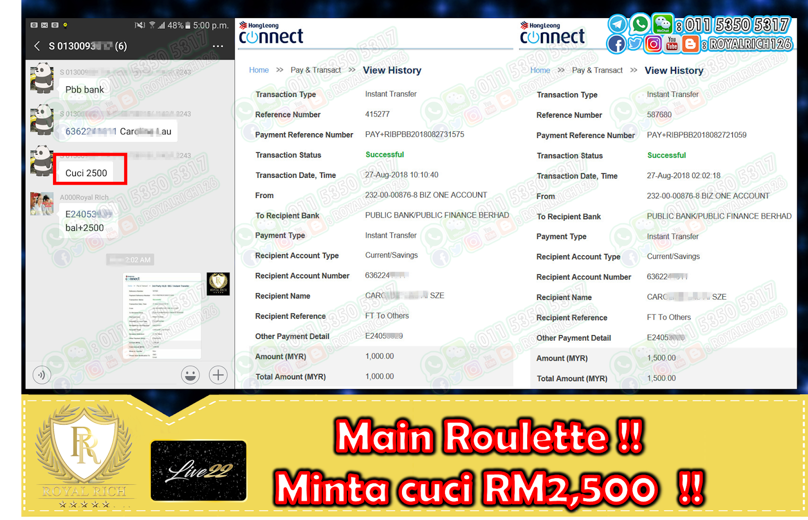 RRICH88 YOUR PREFERRED ONLINE CASINO: Royal Rich Winners, August 2018