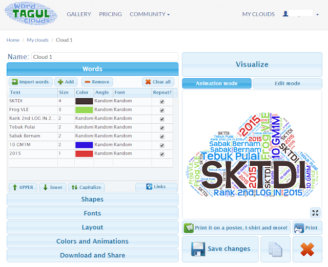 (SHARE) : Menggunakan TAGUL (Word Clouds) dalam Kelas Matematik