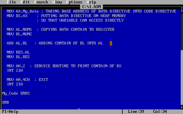Practical No. 3: Write an assembly language program to perform addition ...