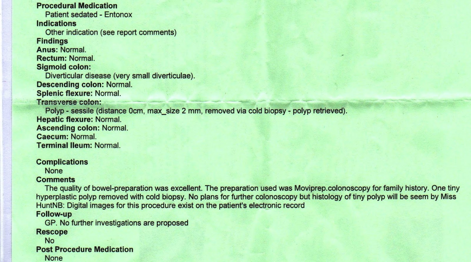 Wading Through Treacle: A colonoscopy experience (Dec 9th 2014)