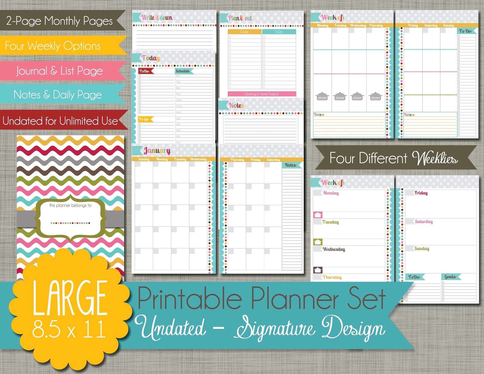 The Polka Dot Posie: How to Print & Assemble our Large Planner Pages