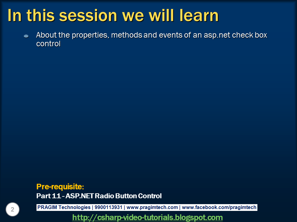 Sql server, .net and c# video tutorial: Part 12 – ASP.NET CheckBox Control