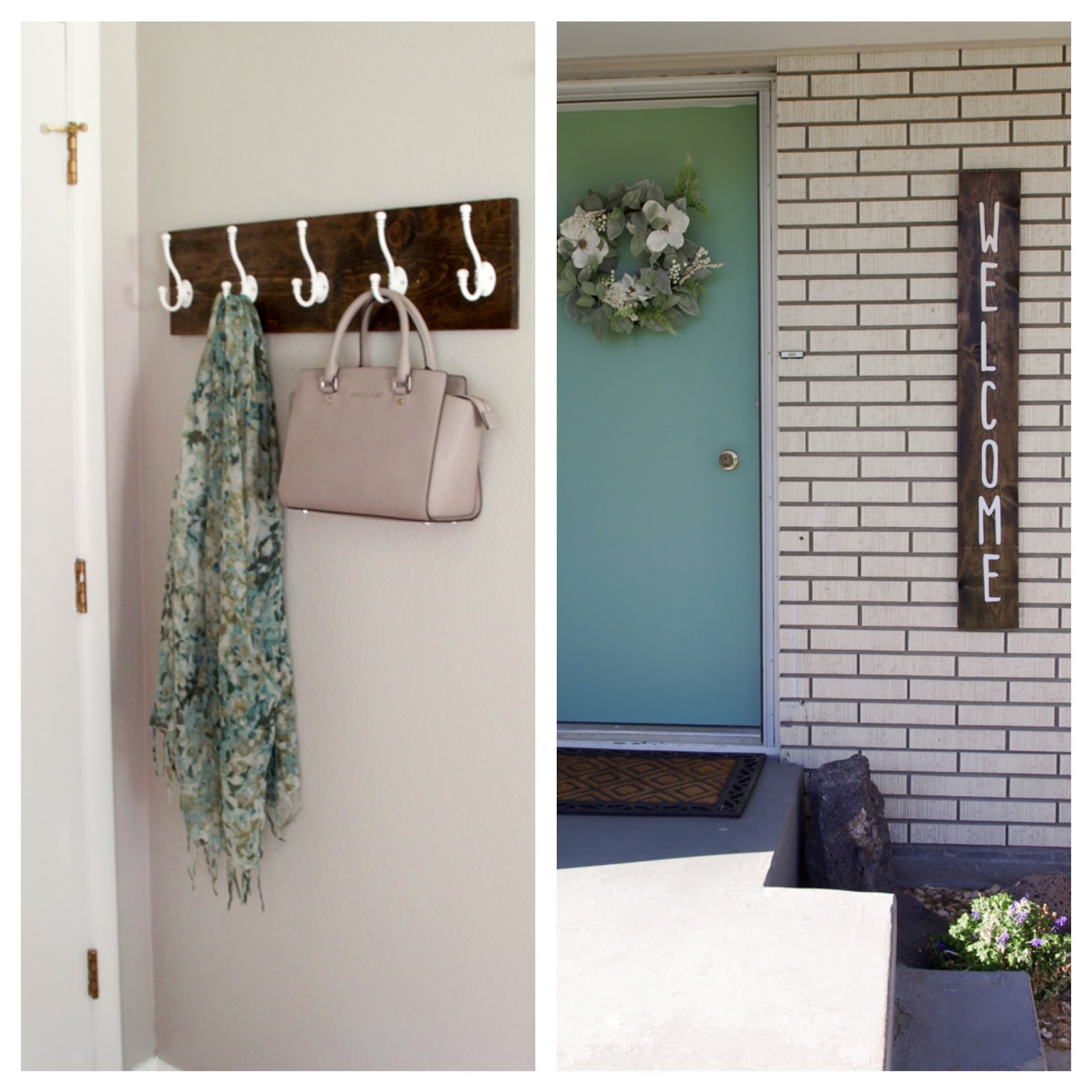 Home Sweetly Home: DIY Wood Coat Rack & Welcome Sign