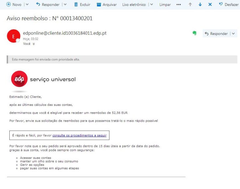 Noticias de Finanças e Informática : AVISO – E-mail fraudulento em nome ...