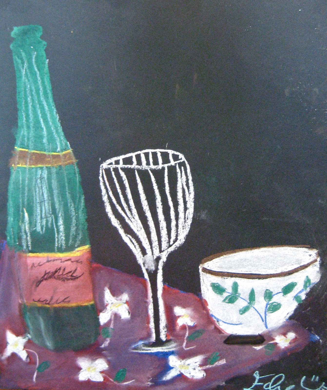 Susan's Art Club: Still Life on Black paper using Pastels