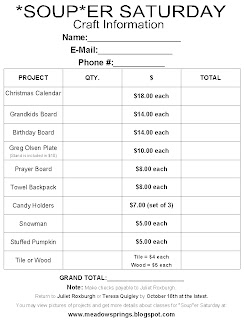 Meadow Springs: *SOUP*er Saturday Sign-up sheet 2011