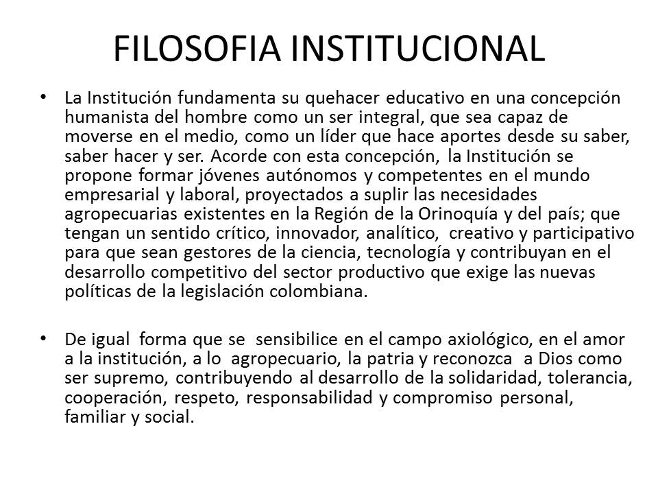 PROYECTO DE CITRICOS: FILOSOFÍA INSTITUCIONAL