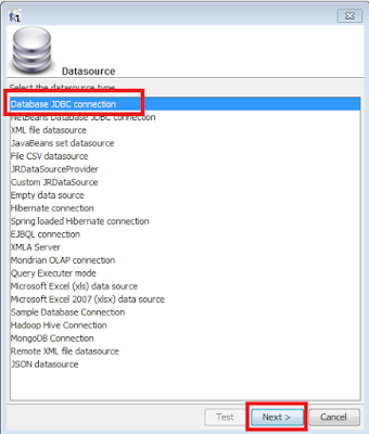 How to add report datasource in ireport designer