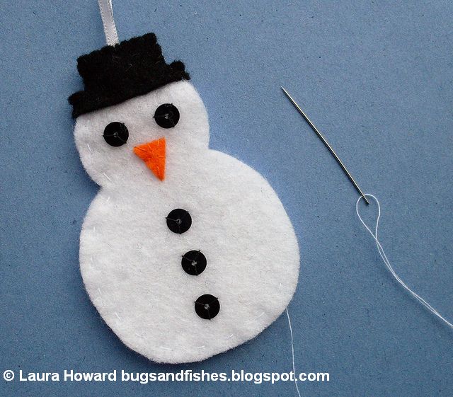 Bugs and Fishes by Lupin: How To: Felt Snowman Ornament