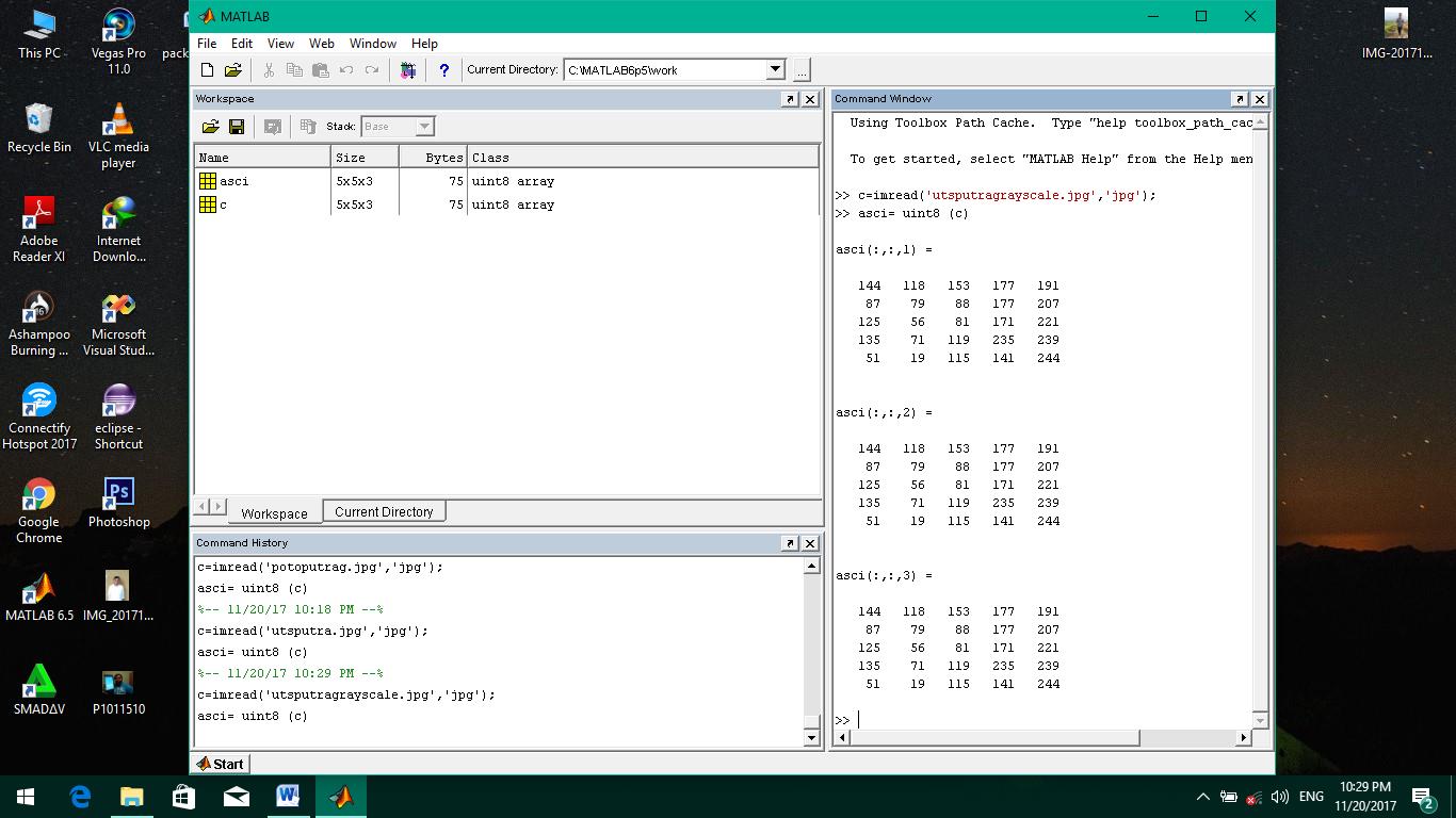cara membuat citra grayscale di matlab resolusi 5x5 - putra arya nanda