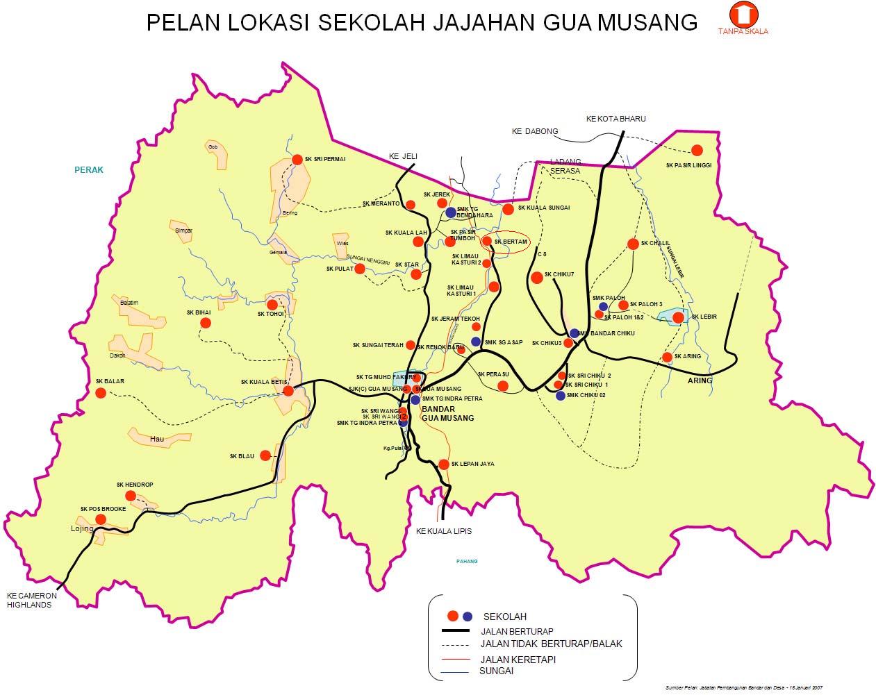 SK Bertam Gua Musang: Lokasi Sekolah
