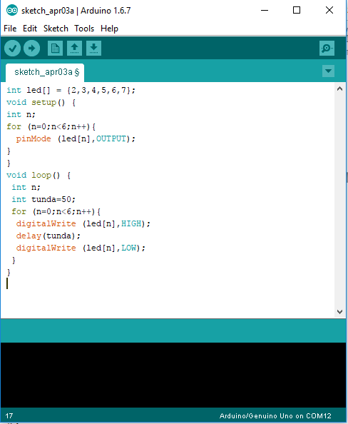 Cara Membuat Running LED: RUNNING LED DENGAN PROGRAM ARDUINO