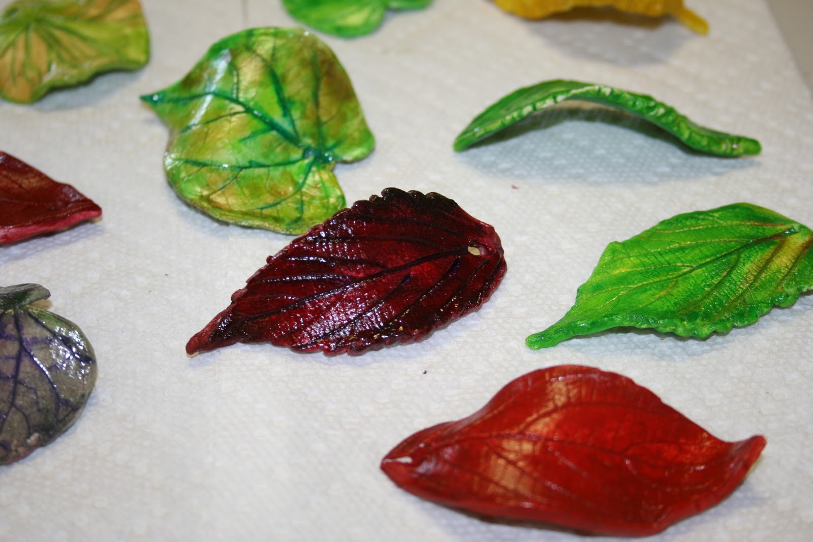 Life in Watercolor: Paper Clay Leaves by Students...
