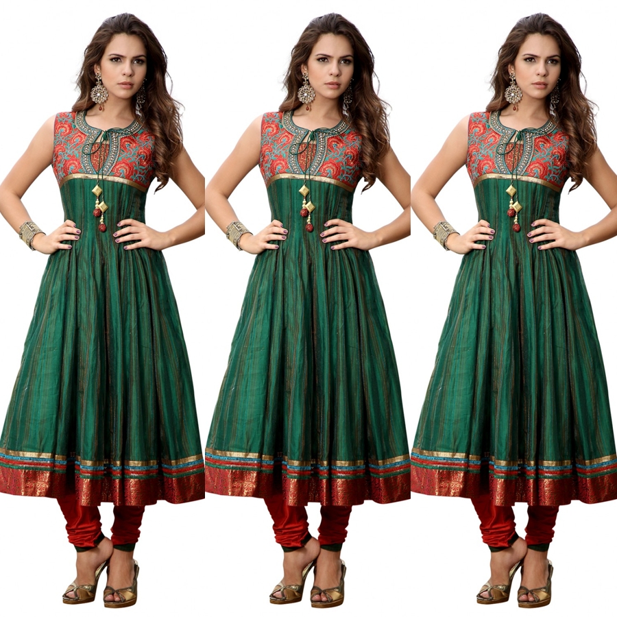 All Celebrity Salwars: Celebrity in green color pattu salvar with ...