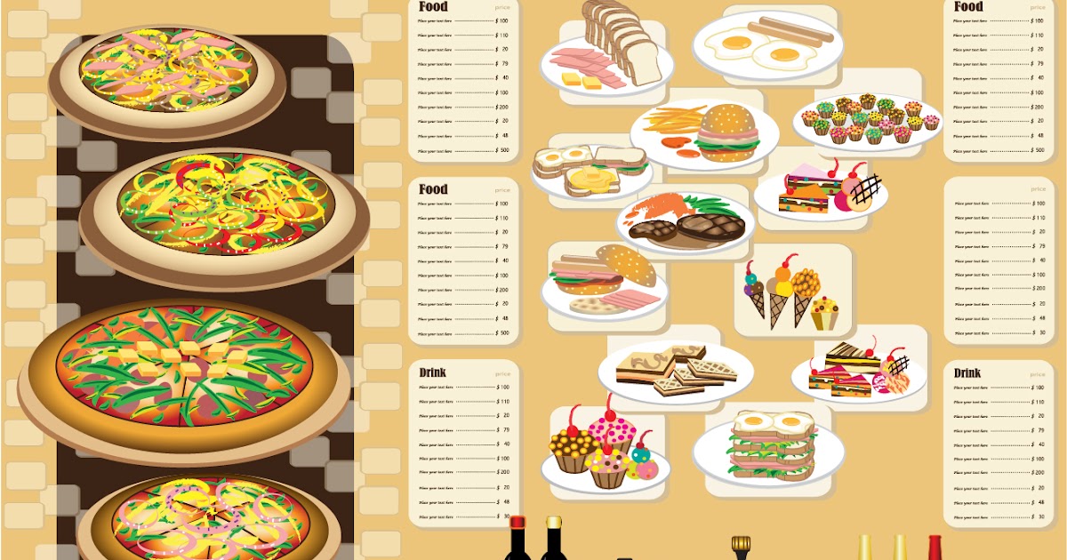レストランメニュー デザイン見本 restaurant menu design イラスト素材 | ai eps イラストレーター