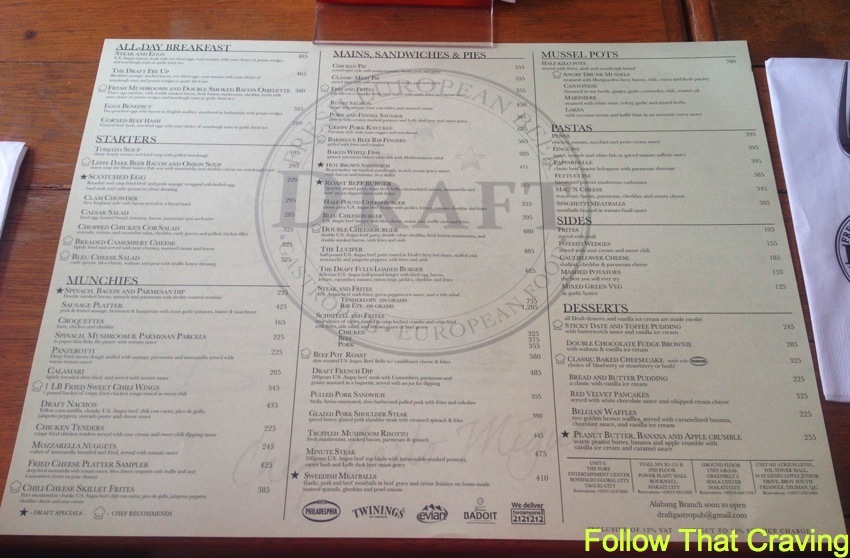 Follow that craving: Burgers, fish, fries, etc @ Draft