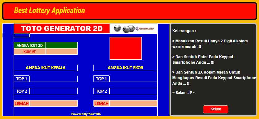 TOTO GENERATOR 2D: Galery Aplikasi