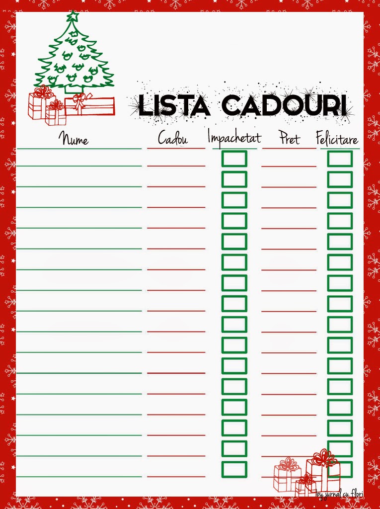 Jurnal cu flori: Pregatiri de Craciun - Lista cadouri