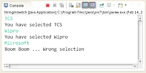 Java 7 New Feature : Using String Literals In Switch Statements