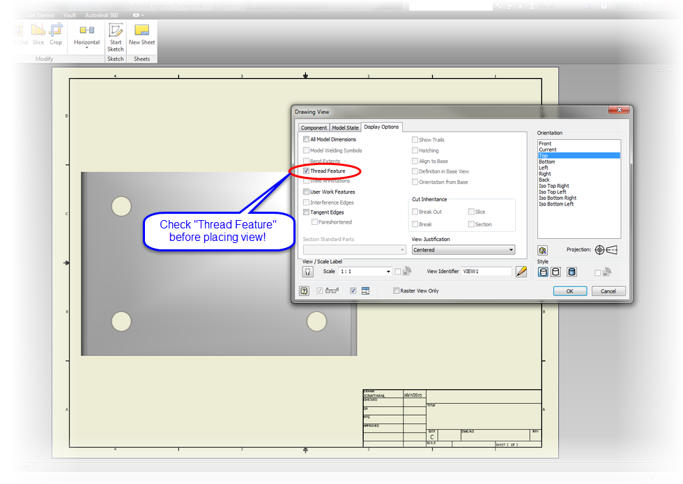 Check this box BEFORE placing the view.