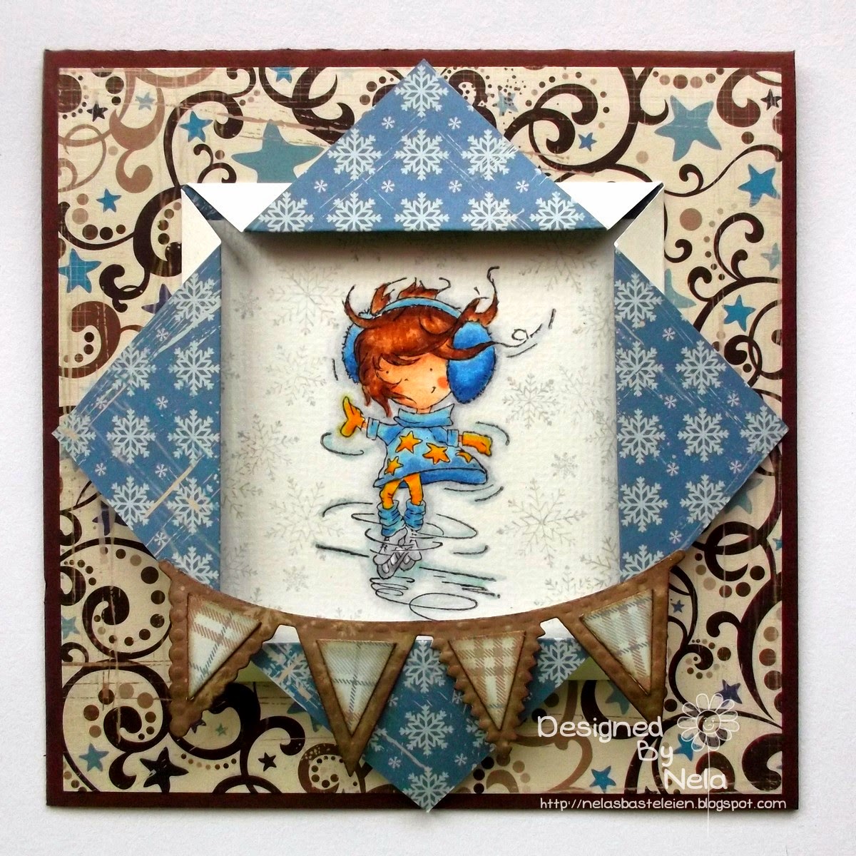 Stempeleinmaleins: gefalteter Papierrahmen / folded paper frame