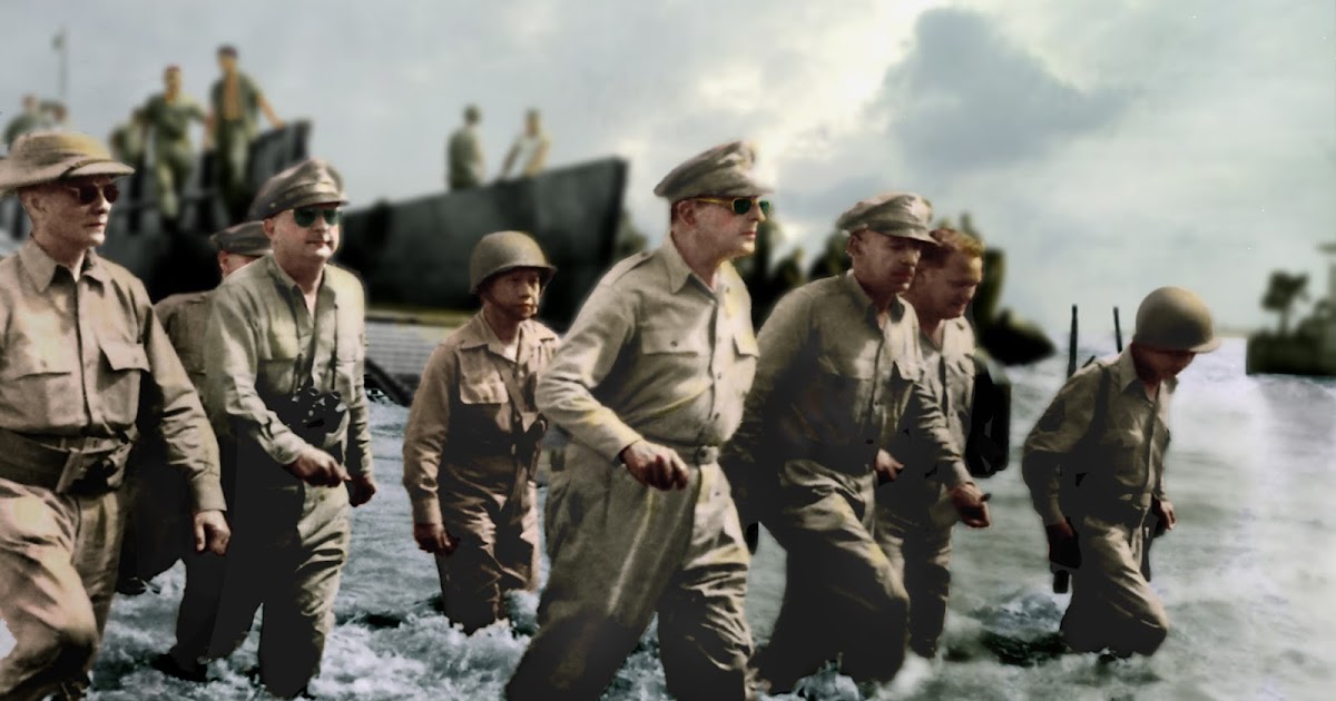 Colors for a Bygone Era: General Douglas MacArthur landing in Leyte ...