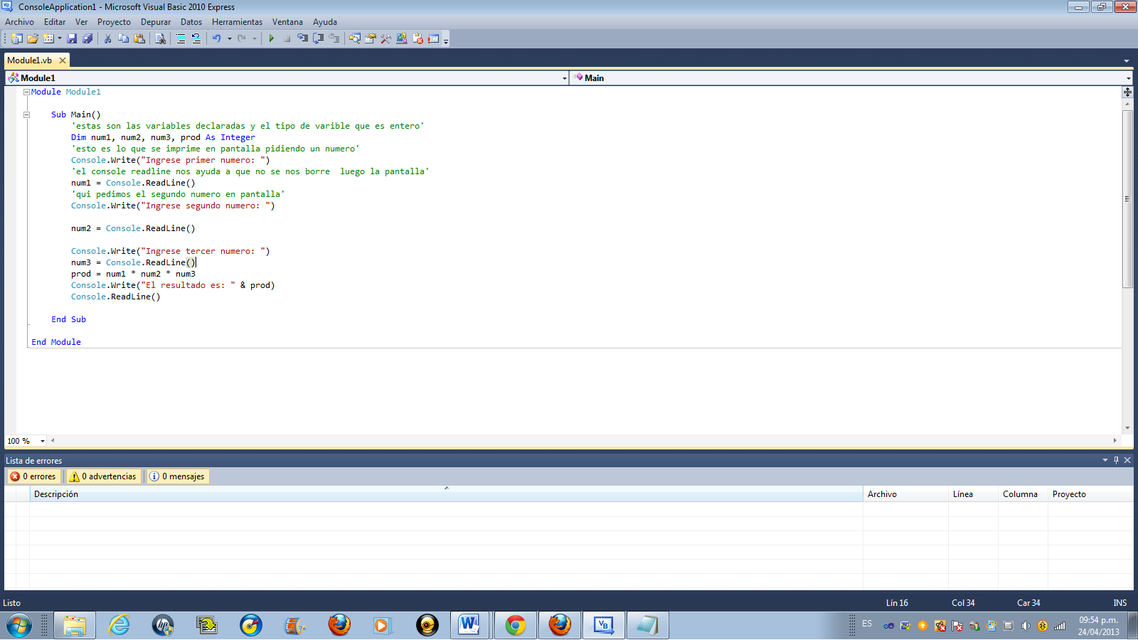 ProGramado en VisUal BaSic: ejemplo de programa