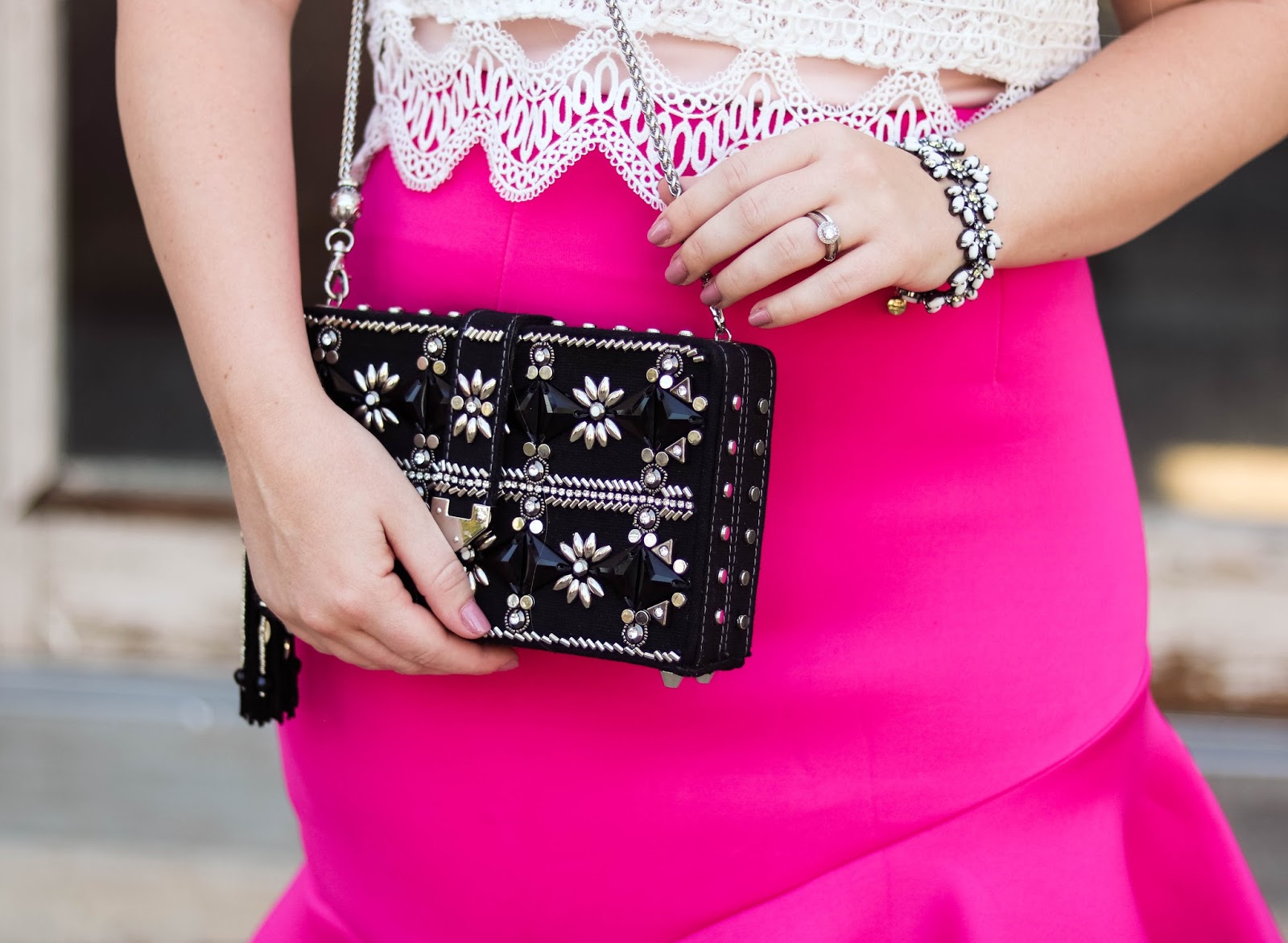 Hot Pink Ruffled Skirt - Lizzie in Lace