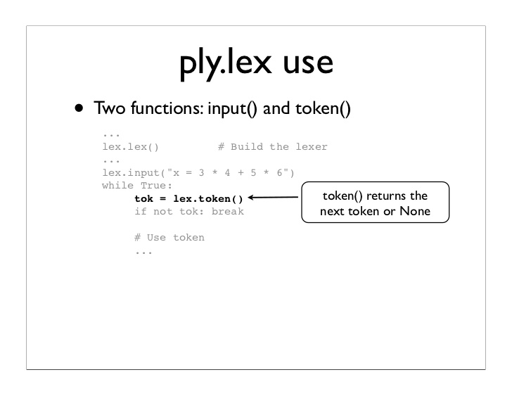 Python Ply Programming 34 Building And Using The Lexer