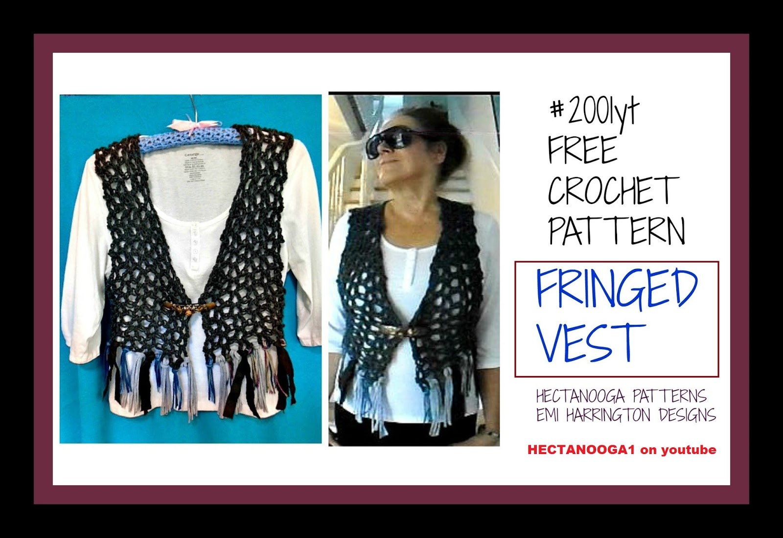 HECTANOOGA PATTERNS: Free Crochet Pattern - 2001yt- FRINGED VEST ...