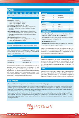 Supergirl Comic Box Commentary: DC Adventures RPG Supergirl Statistics