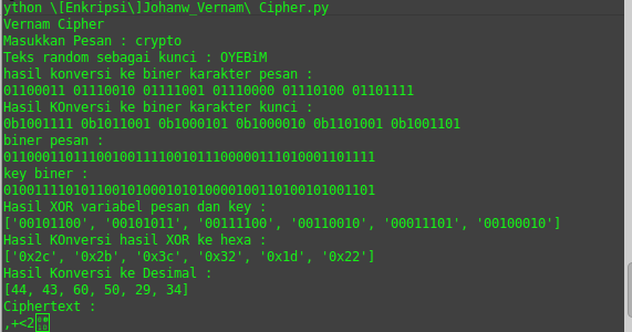 Classic Cipher : Vernam Cipher in Python (Decrypt) - Johan Wahyudi