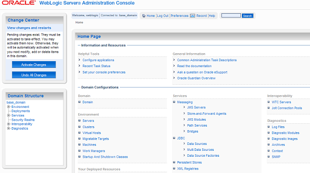 Weblogic Admin Console