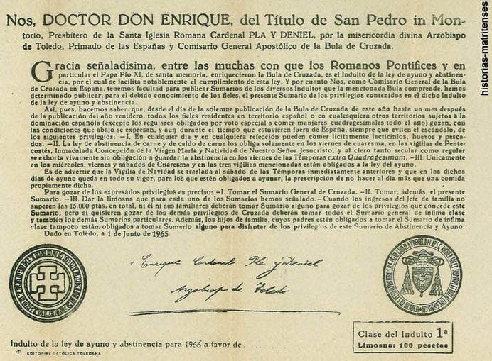 Historias matritenses: Cuaresma y Gastronomía - La bula de Meco