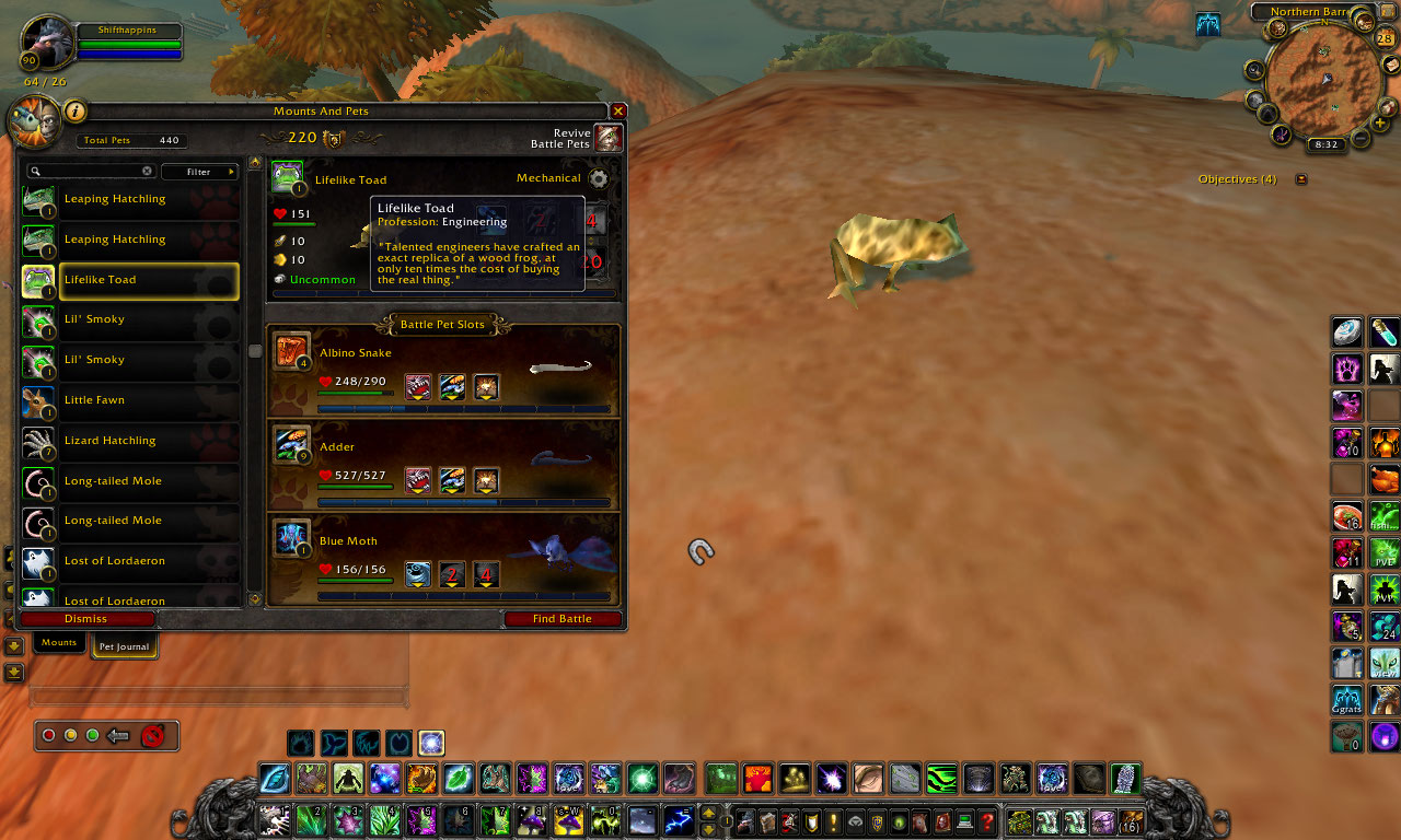 WOW Companion Collector: Lifelike Toad (uncommon lvl 1)