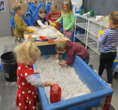 SAND AND WATER TABLES: Moon Sand operations