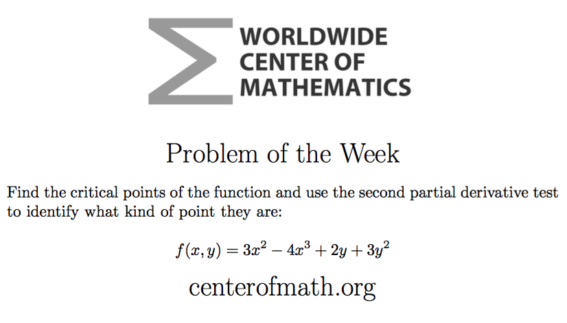The Center of Math Blog: Problem of the Week