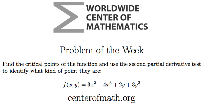 The Center of Math Blog: Problem of the Week