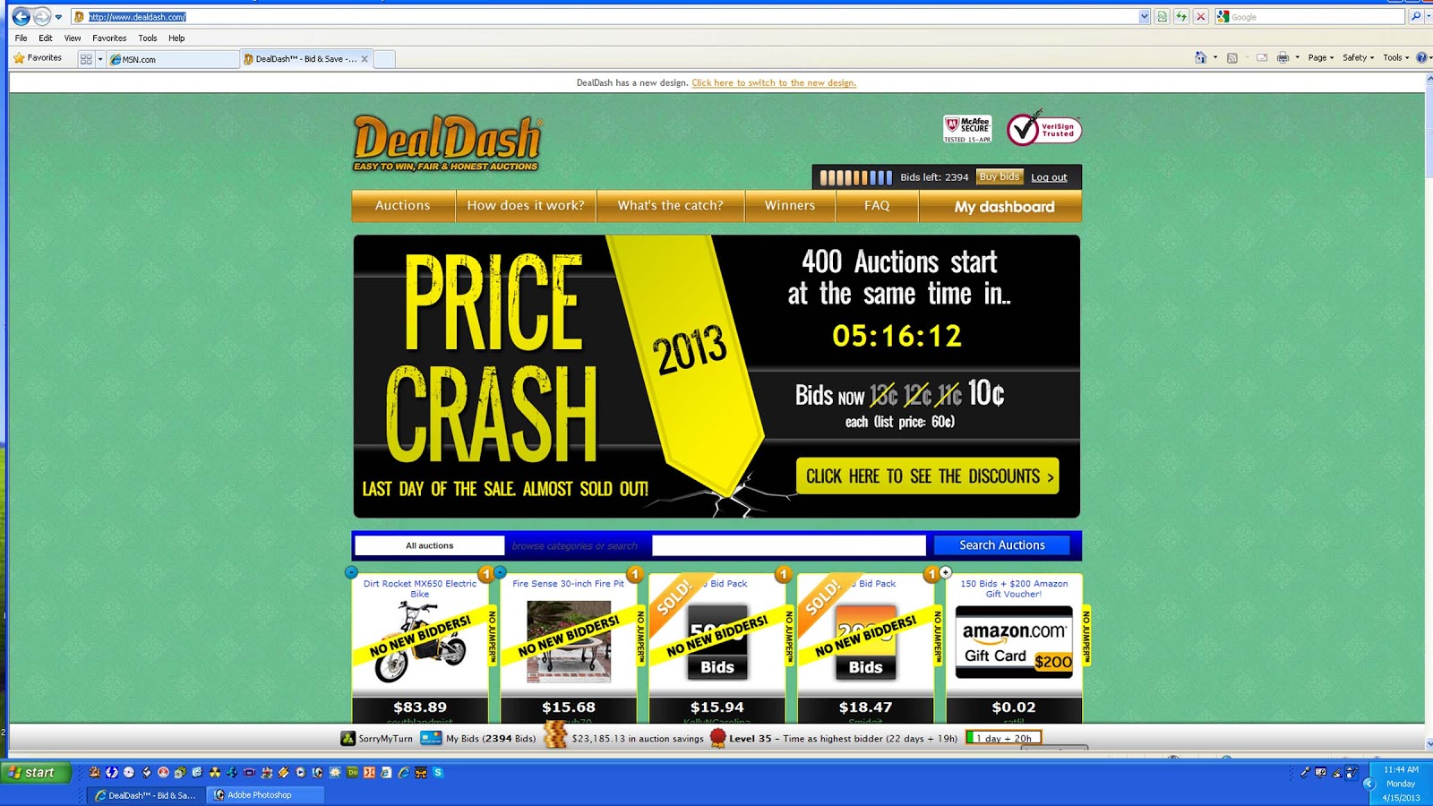 DealDash Shopping: 2013-04-14