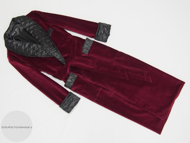 Men's Long Dressing Gowns in Red Velvet and Quilted Silk