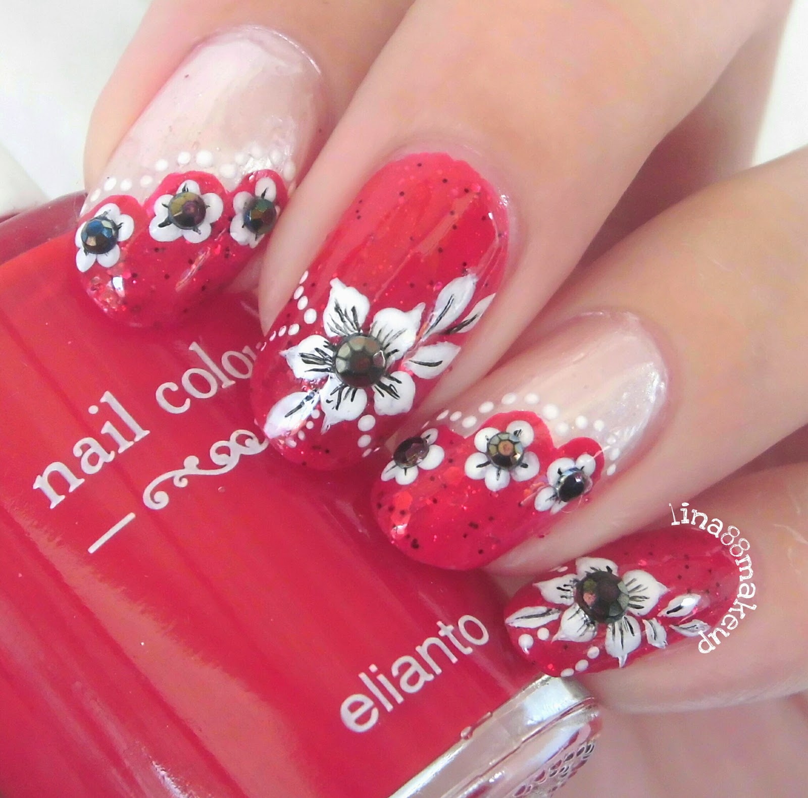 ceriwis sana sini soal cewek: kreasi red floral nailart / romantic ...