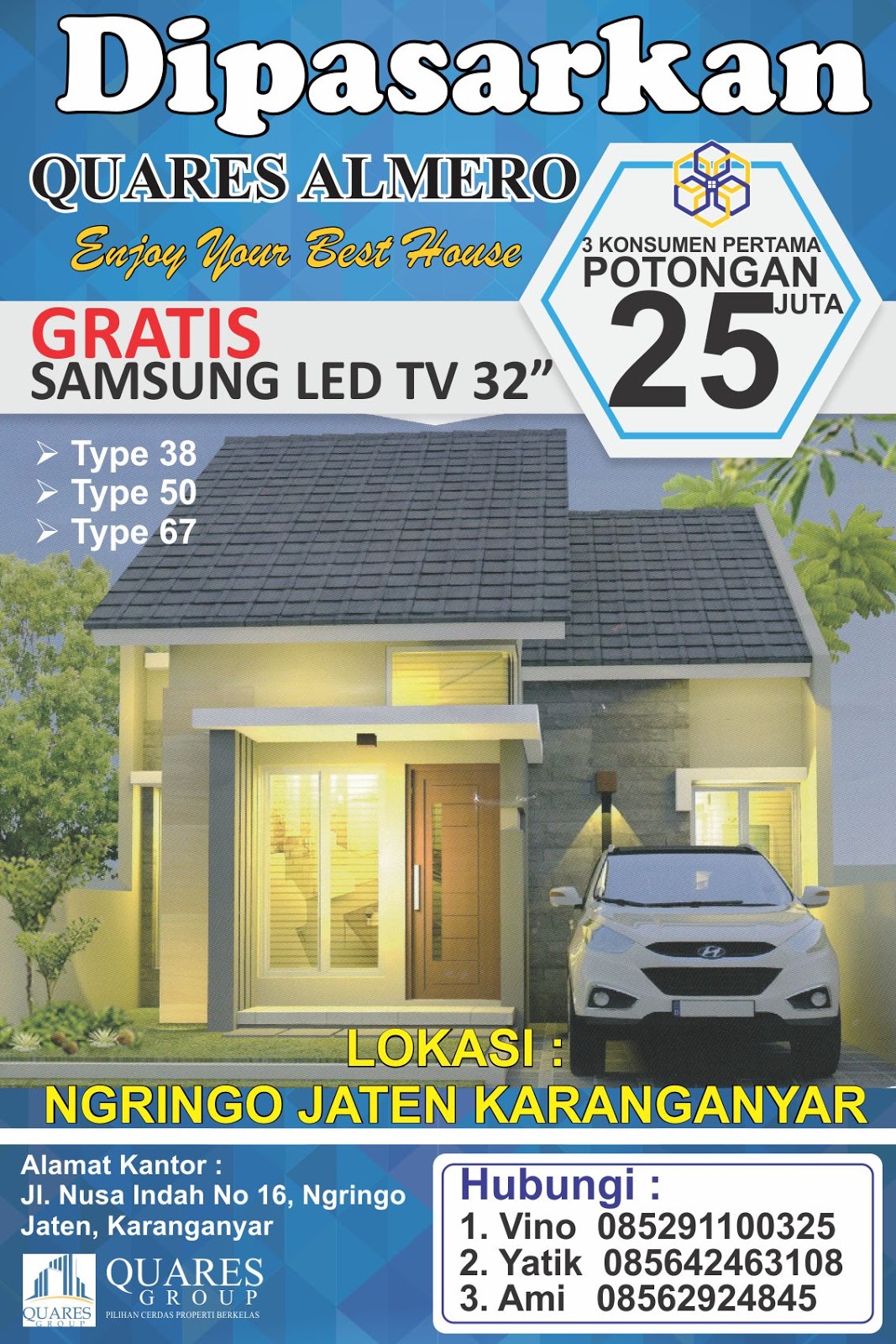 Baliho dan banner Perumahan Quares Almero Jaten - Percetakan Beta